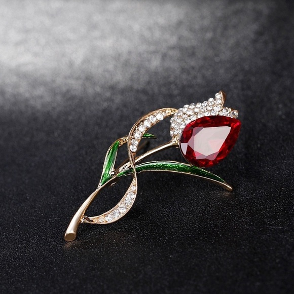 Jewelry | Elegant Crystal Flower Brooch Pin For Women | Poshmark